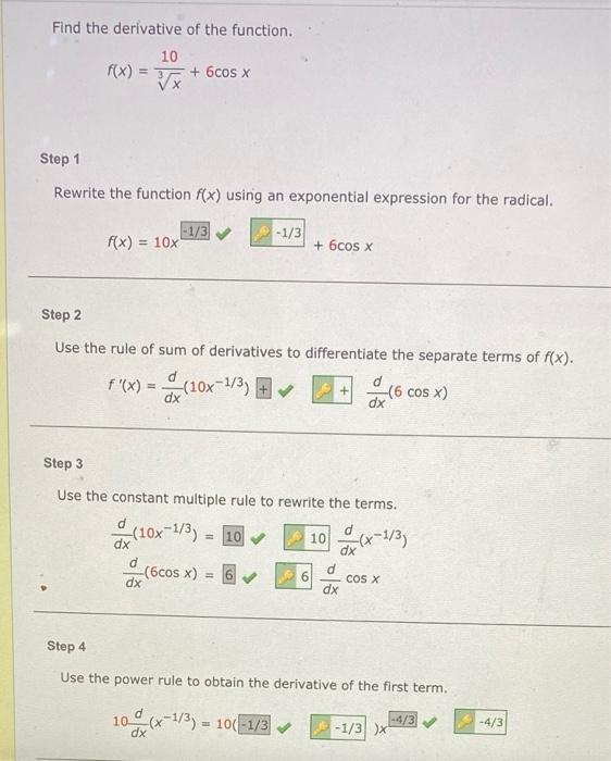 Solved Use the power rule to obtain the derivative of the | Chegg.com