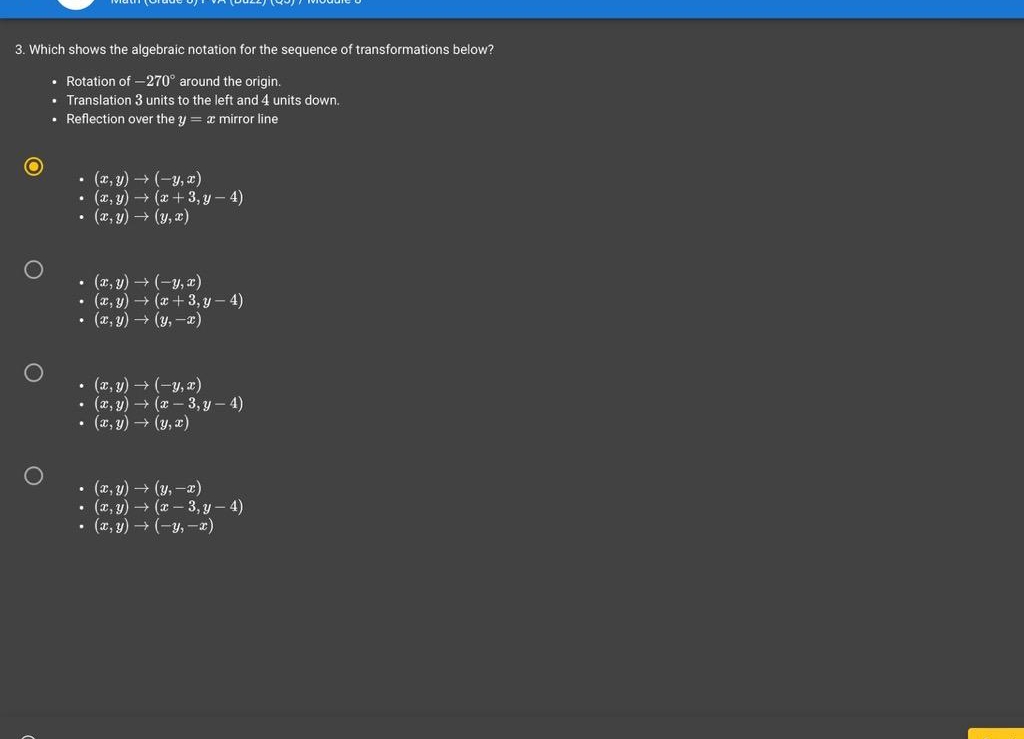 Solved Which shows the algebraic notation for the sequence | Chegg.com
