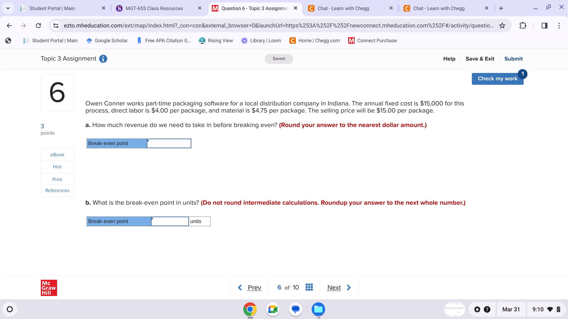 Solved Topic 3 ﻿Assignment (iSavedHelpSave & ExitSubmit6Owen | Chegg.com