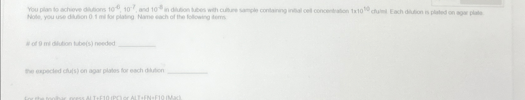 Solved You plan to achieve dilutions 10-6,10-7, ﻿and 10-8 | Chegg.com