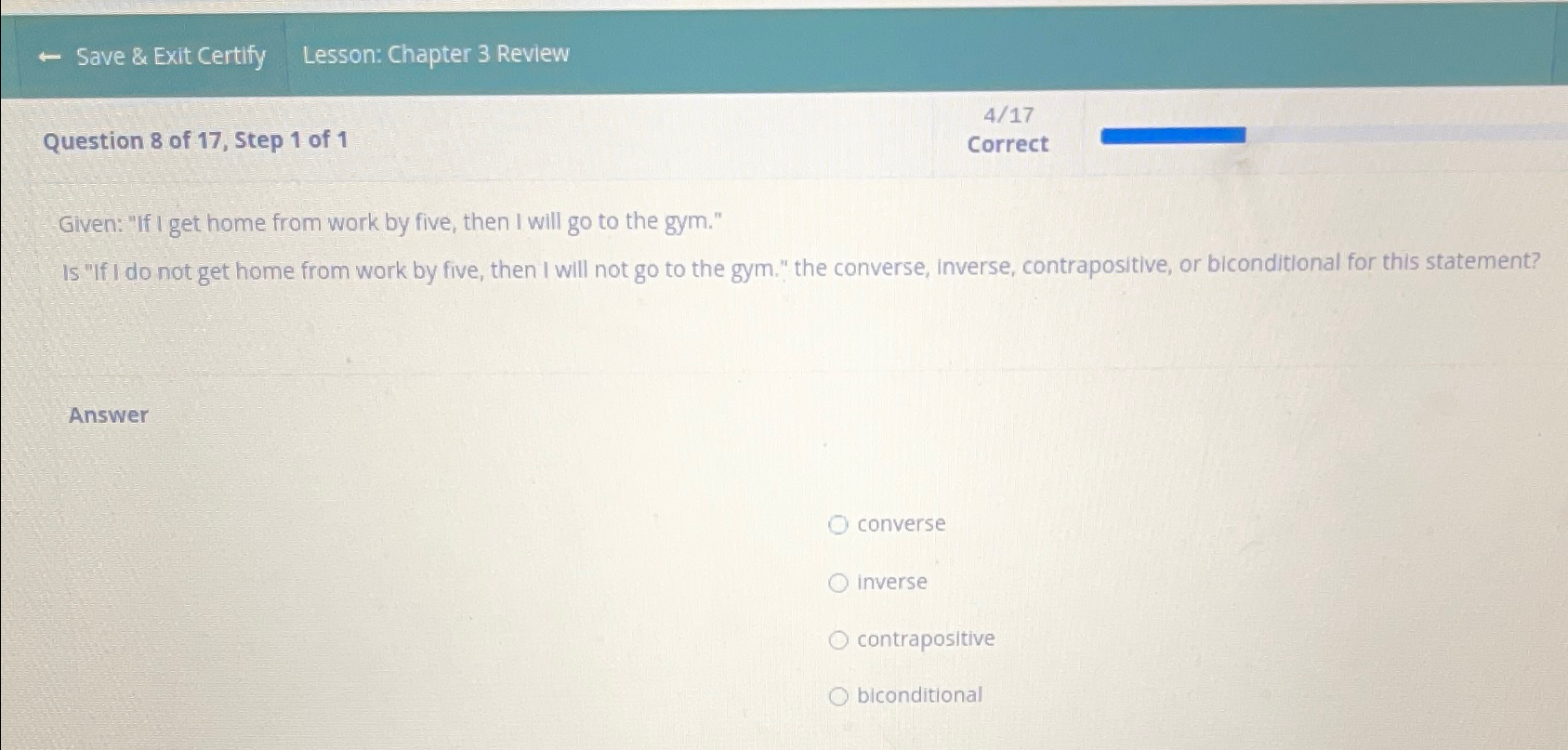 Solved Save & Exit CertlfyLesson: Chapter 3 ﻿ReviewQuestion | Chegg.com