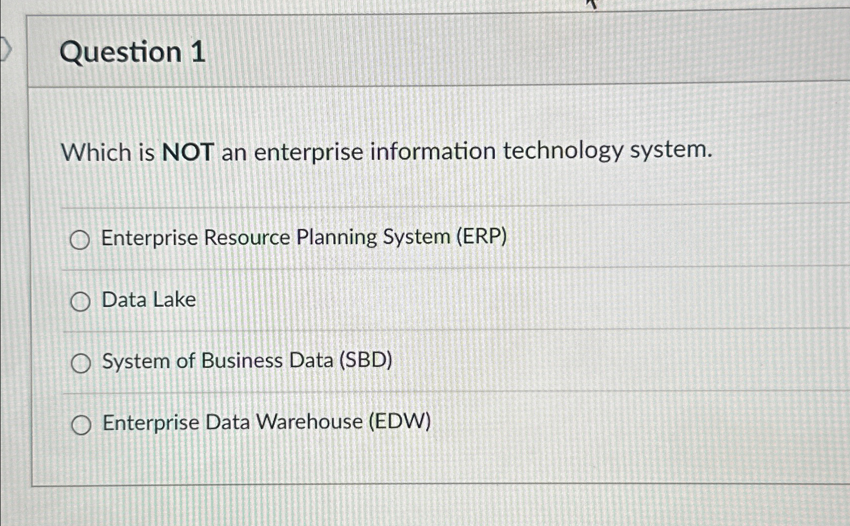 Solved Question 1Which is NOT an enterprise information | Chegg.com
