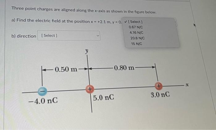 Solved Three point charges are aligned along the x-axis as | Chegg.com