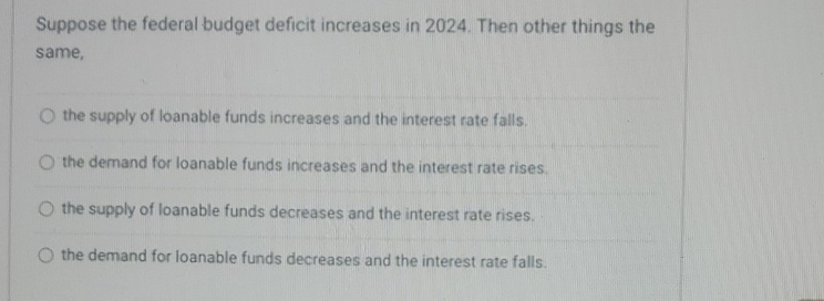 Solved Suppose The Federal Budget Deficit Increases In Chegg