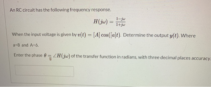 Solved An RC circuit has the following frequency response. | Chegg.com