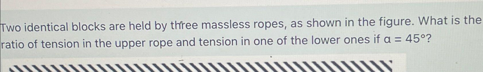 Solved Two identical blocks are held by three massless | Chegg.com