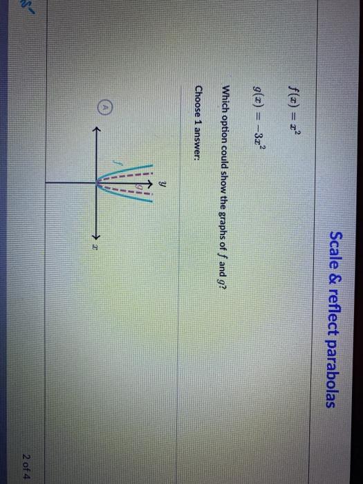 Solved Scale & reflect parabolas f(3) = ? g(2) = -322 Which | Chegg.com