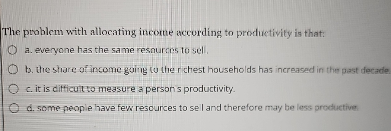 Solved The problem with allocating income according to | Chegg.com
