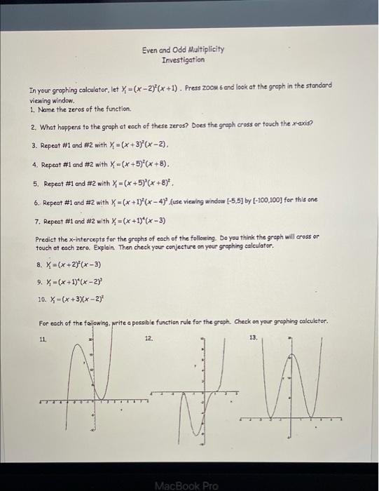 Solved Even and Odd Multiplicity Investigation In your | Chegg.com