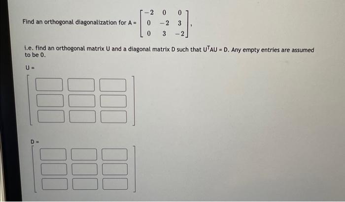 Solved Find an orthogonal diagonalization for | Chegg.com