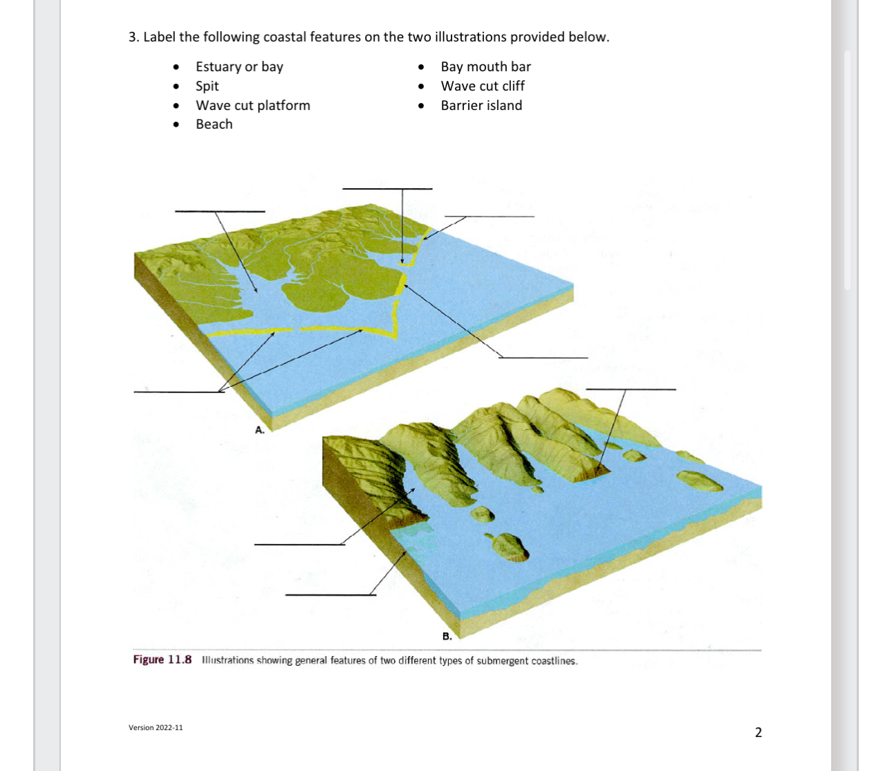 Solved by an EXPERT Label the following coastal features on the two ...