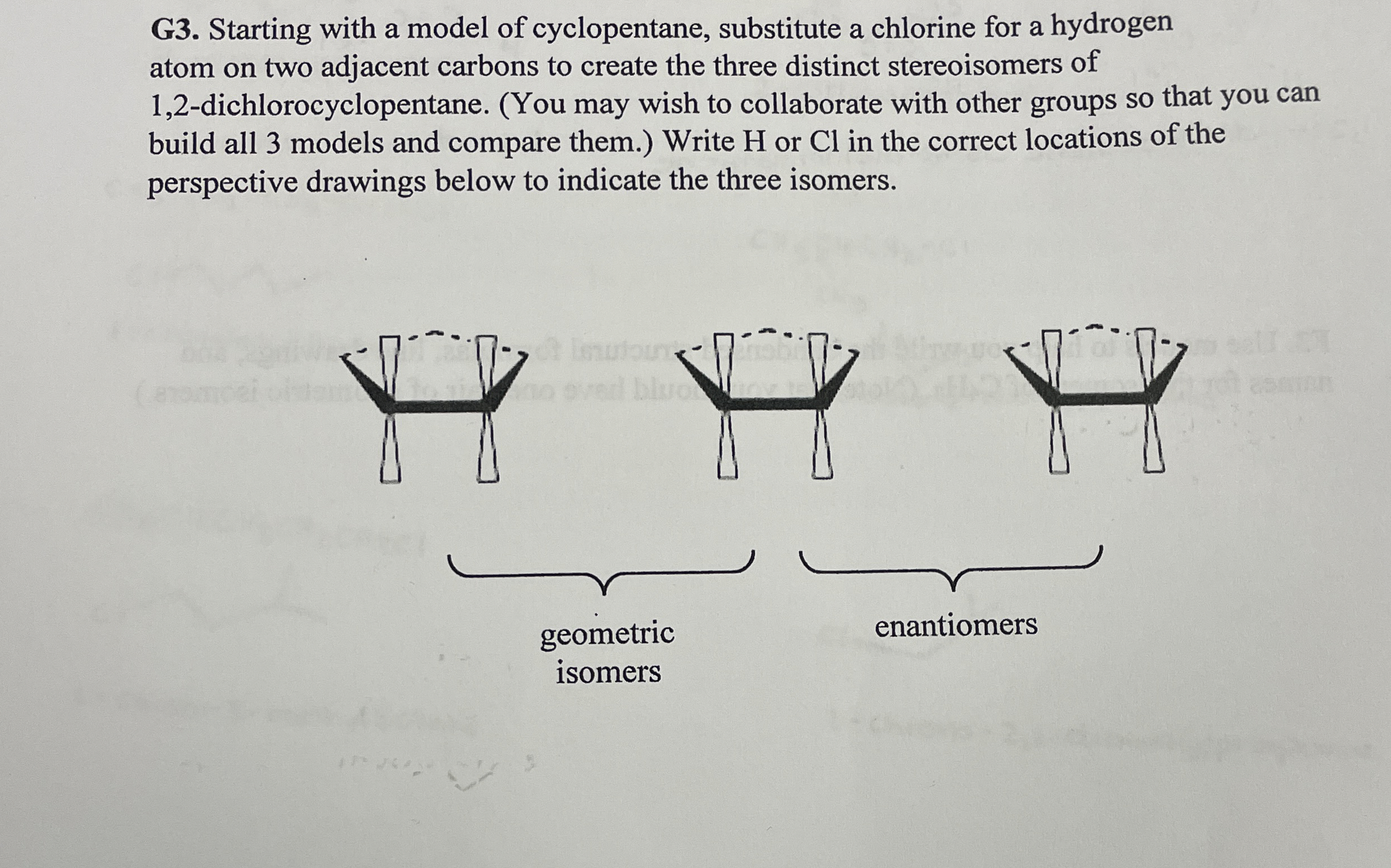 Solved G3. ﻿Starting with a model of cyclopentane, | Chegg.com