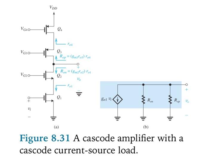 Solved D 8.69 Design the CMOS cascode amplifier in Fig. 8.31 | Chegg.com