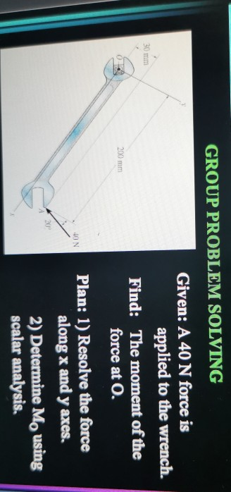 Solved GROUP PROBLEM SOLVING Given: A 40 N force is applied | Chegg.com Solved GROUP PROBLEM SOLVING Given: A 40 N force is applied | Chegg.com
