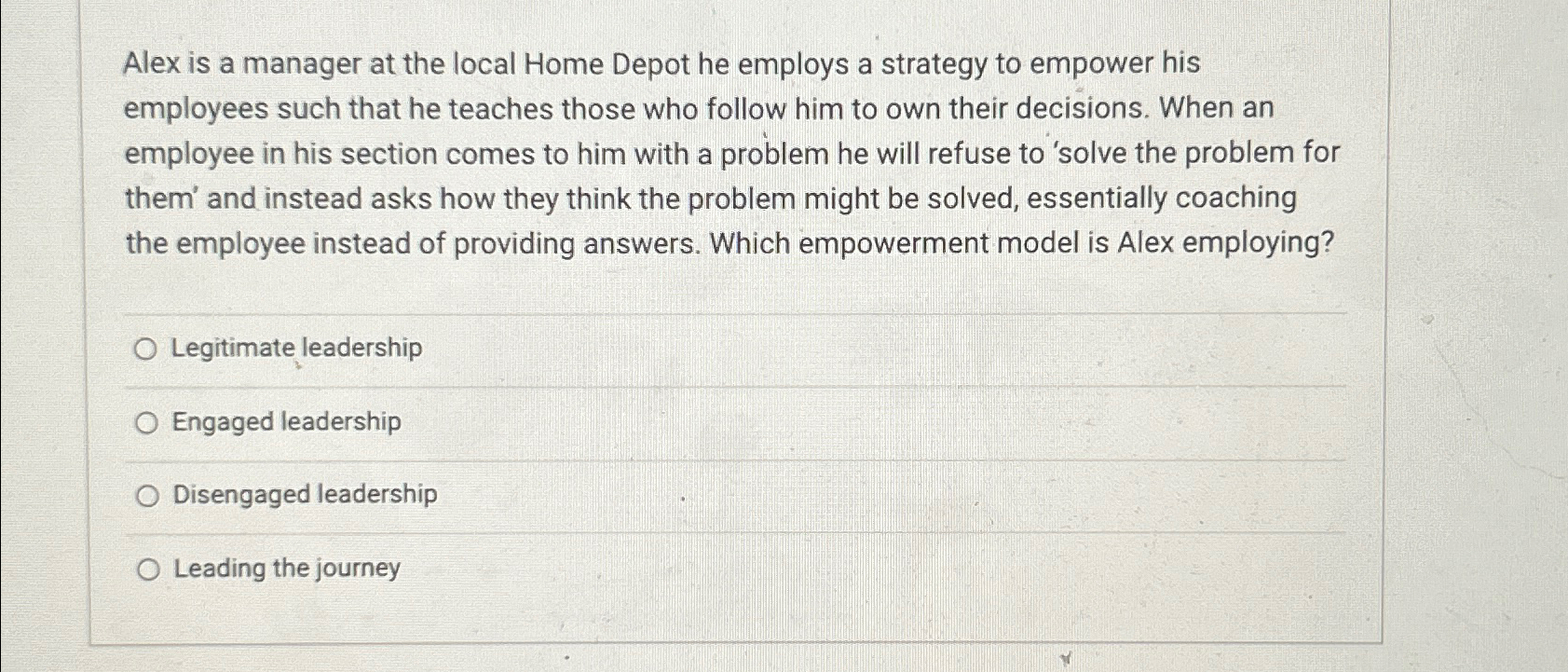 Solved Alex is a manager at the local Home Depot he employs | Chegg.com