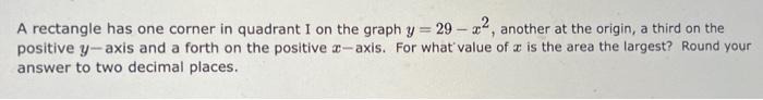 Solved A rectangle has one corner in quadrant I on the graph | Chegg.com