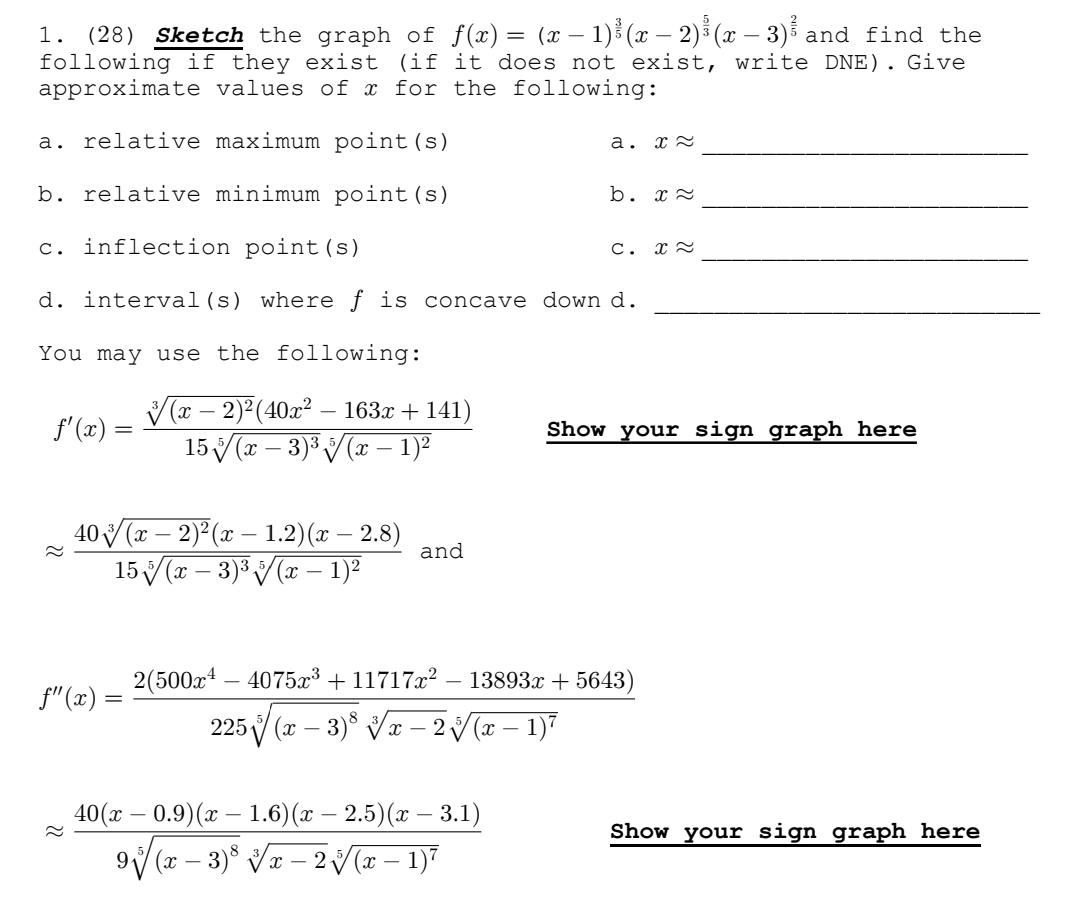 Solved 1. (28) Sketch the graph of | Chegg.com
