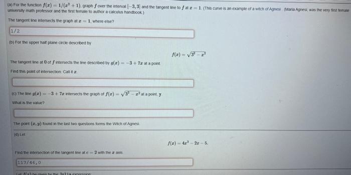 Solved (a) For the function f(x)=1/(x2+1), graph f over the | Chegg.com