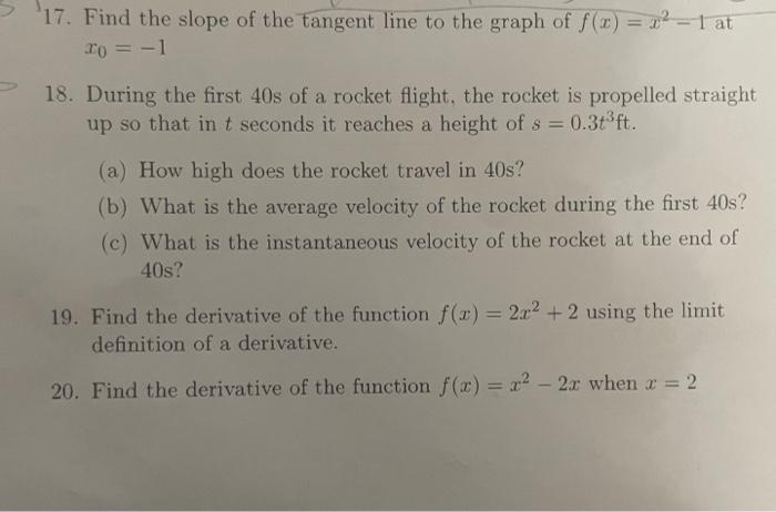 Solved 17. Find the slope of the tangent line to the graph | Chegg.com