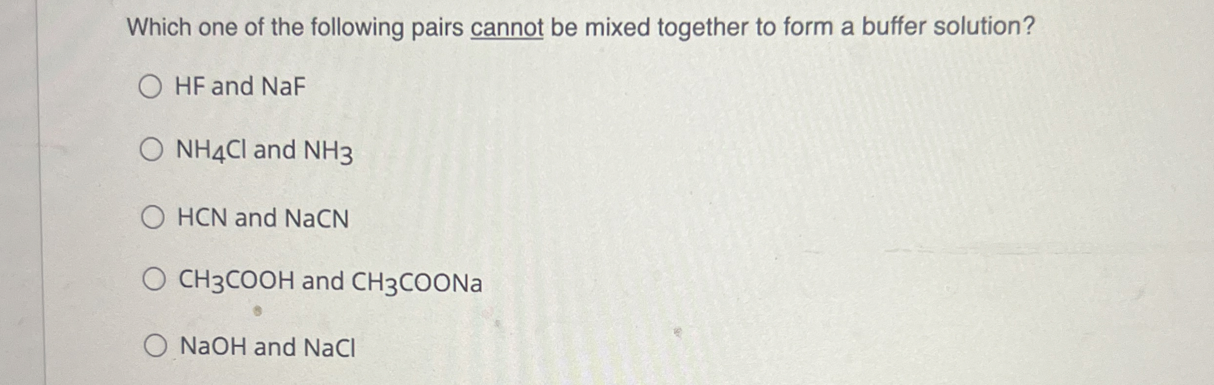 Solved Which one of the following pairs cannot be mixed | Chegg.com