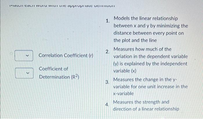 Solved 1. Models the linear relationship between x and y by | Chegg.com