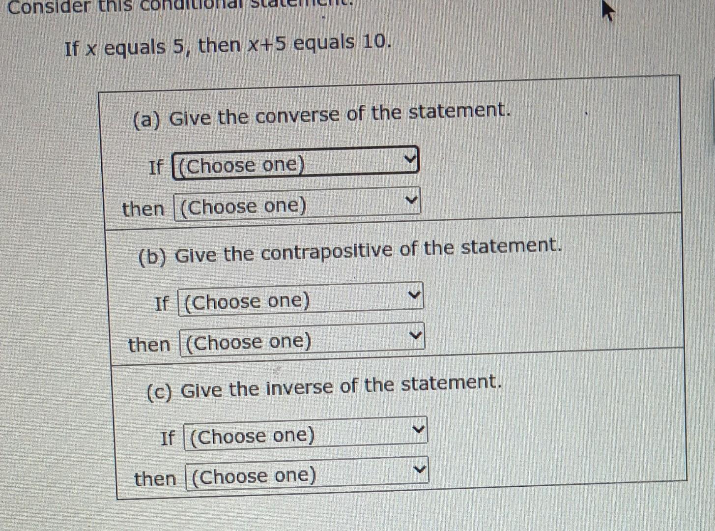 Solved quals 5 , then x+5 equals 10 (a) Give the converse of | Chegg.com