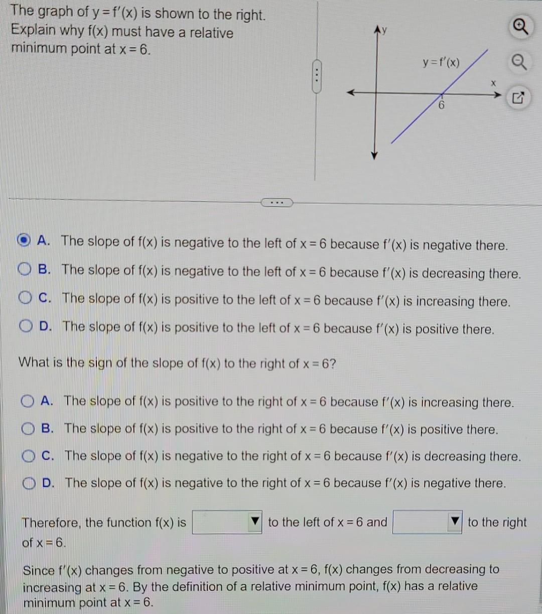 Solved The graph of y=f′(x) is shown to the right. Explain | Chegg.com