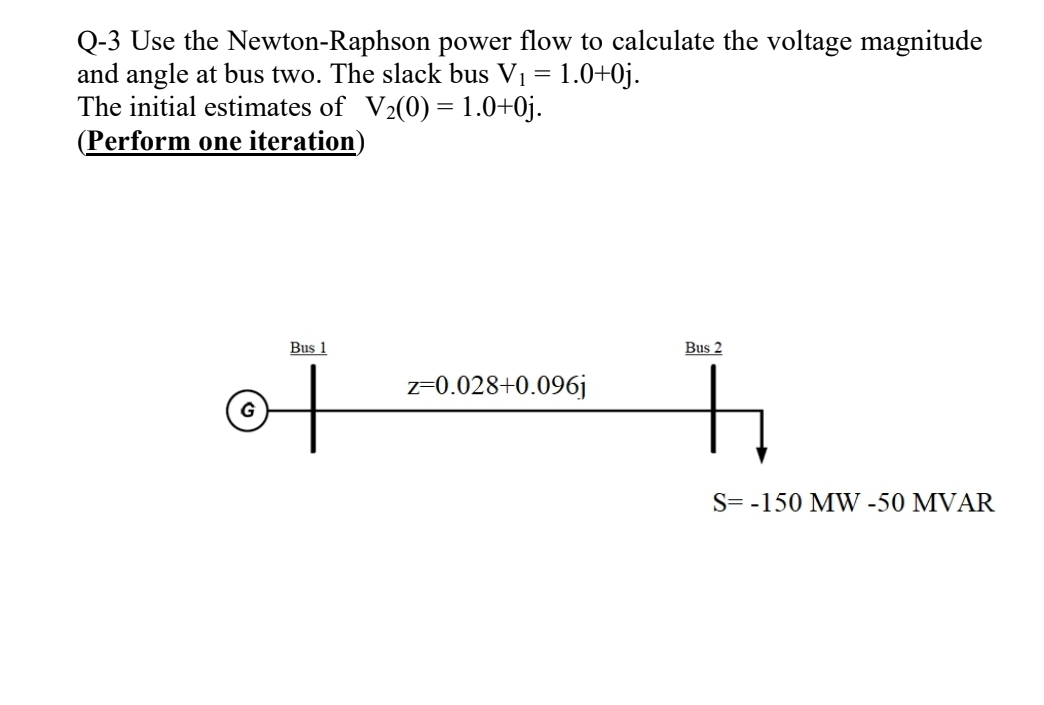 Solved Q-3 ﻿Use the Newton-Raphson power flow to calculate | Chegg.com