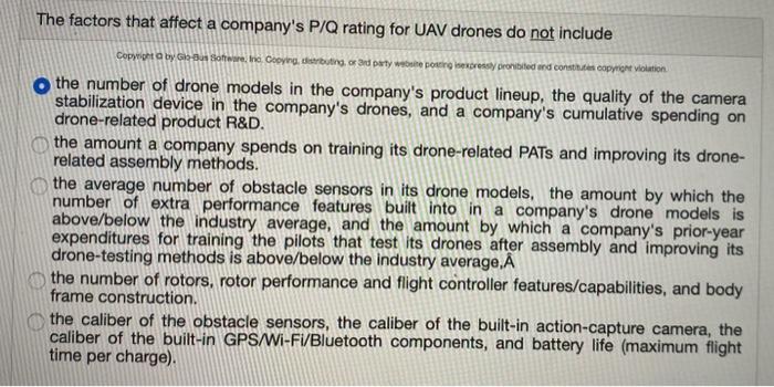 Solved The factors that affect a company's P/Q rating for | Chegg.com