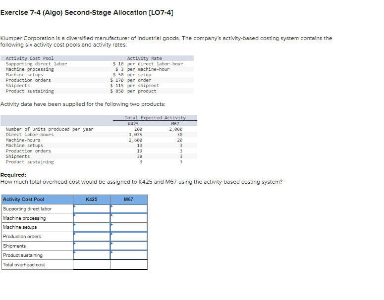 Solved Exerclse 7-4 (Algo) Second-Stage Allocation | Chegg.com Solved Exerclse 7-4 (Algo) Second-Stage Allocation | Chegg.com