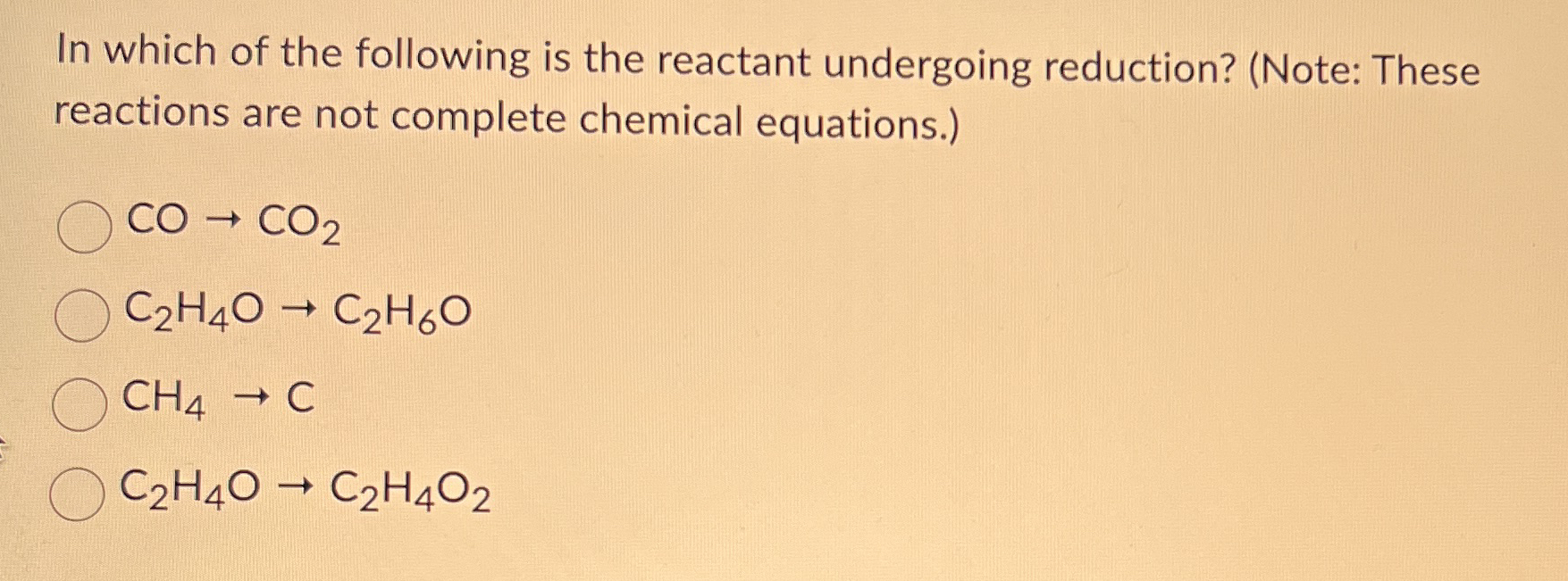 Solved In which of the following is the reactant undergoing | Chegg.com