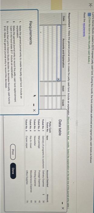 Lynis Danoe Studio creased a \$270 impred petty cash | Chegg.com