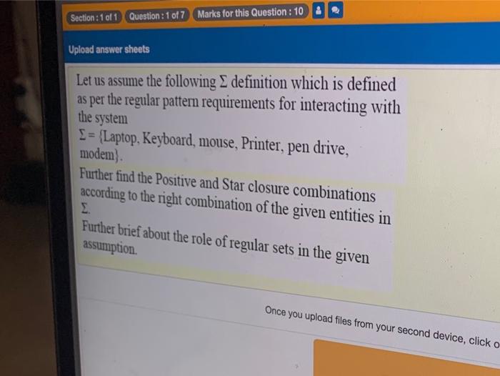 Solved Section 1 Of 1 Question 1 Of 7 Marks For This