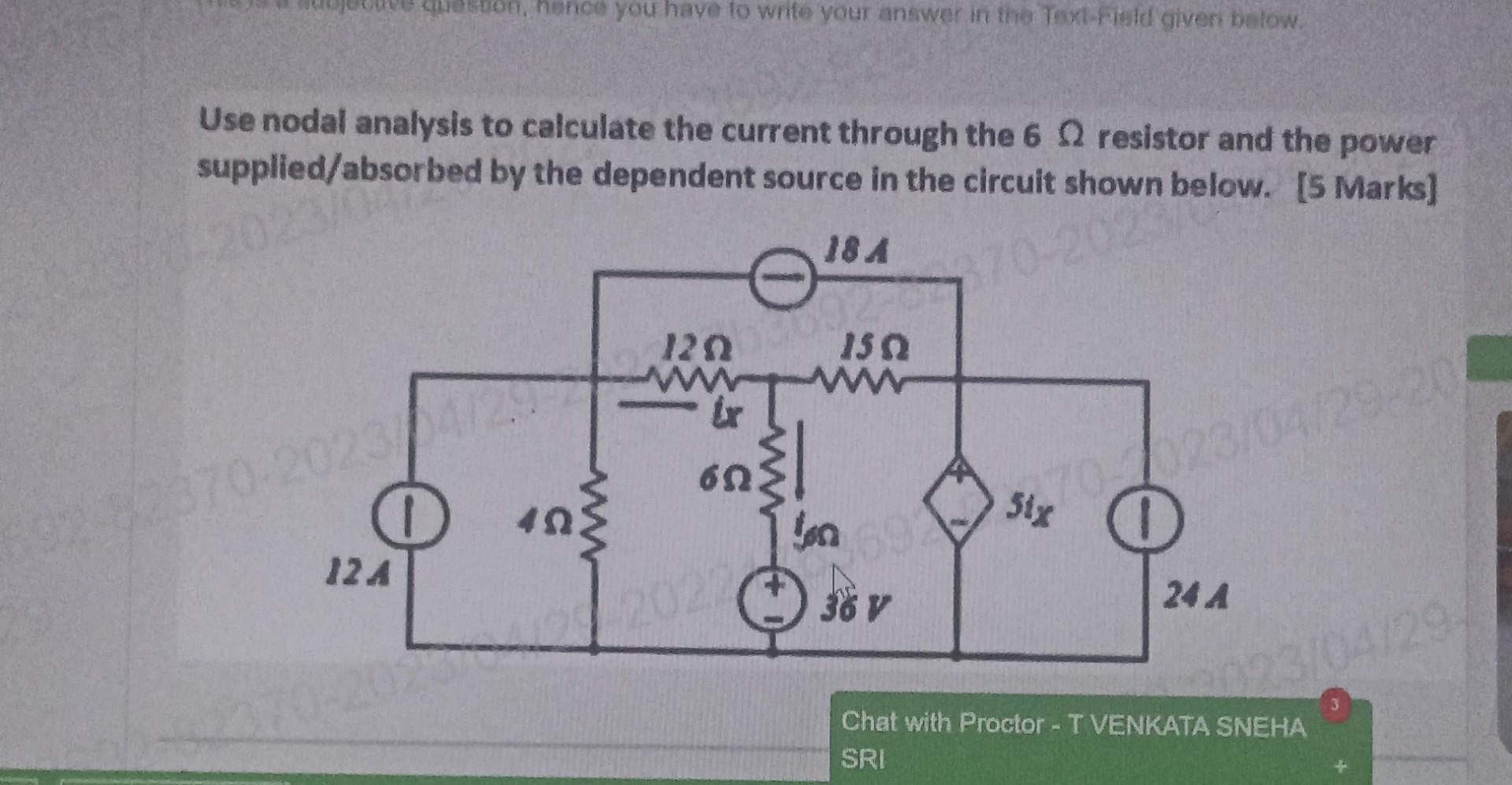 Solved Use nodal analysis to calculate the current through | Chegg.com