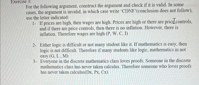 Solved For the following argument, construct the argument | Chegg.com