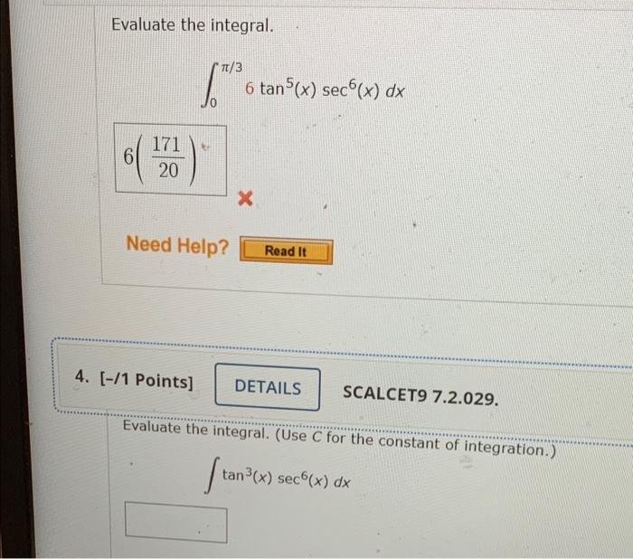 Solved Evaluate the integral. ∫0π/36tan5(x)sec6(x)dx | Chegg.com