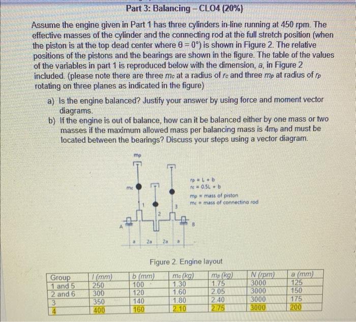 Solved Assume the engine given in Part 1 has three cylinders | Chegg.com