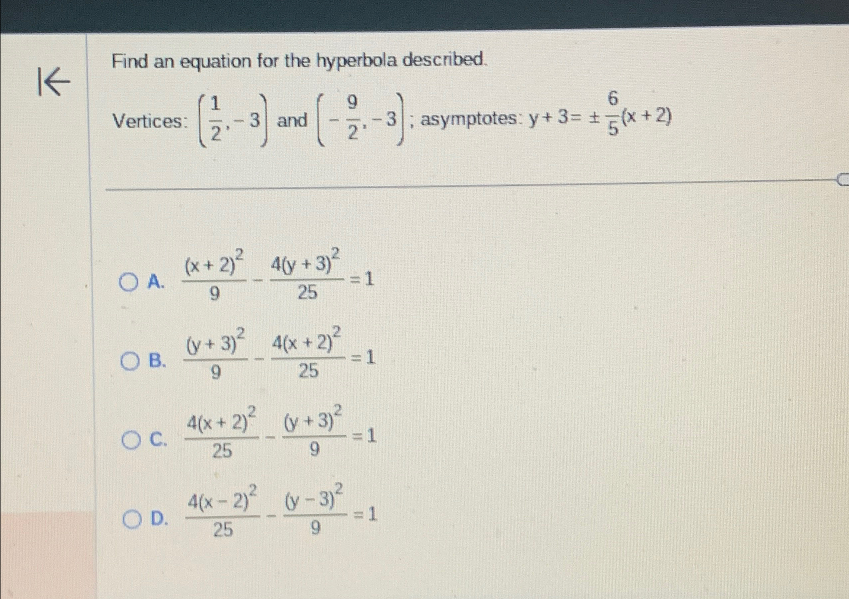 Solved Find an equation for the hyperbola | Chegg.com