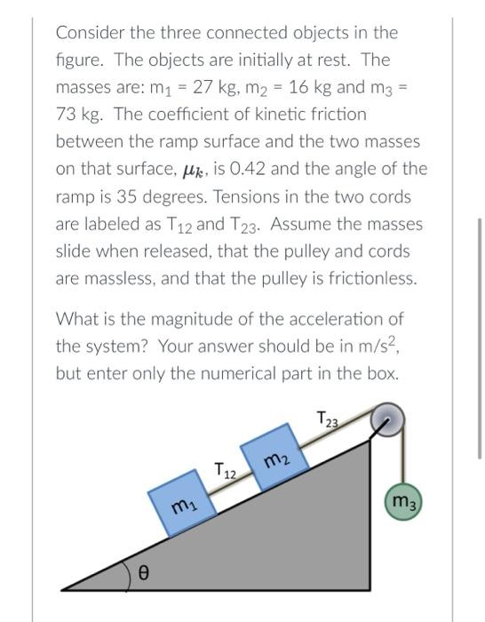Solved Consider the three connected objects in the figure. | Chegg.com
