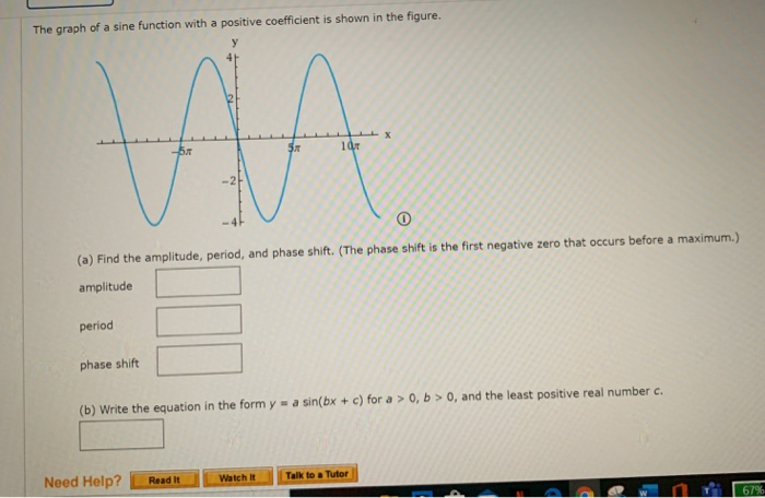 Solved The graph of a sine function with a positive | Chegg.com
