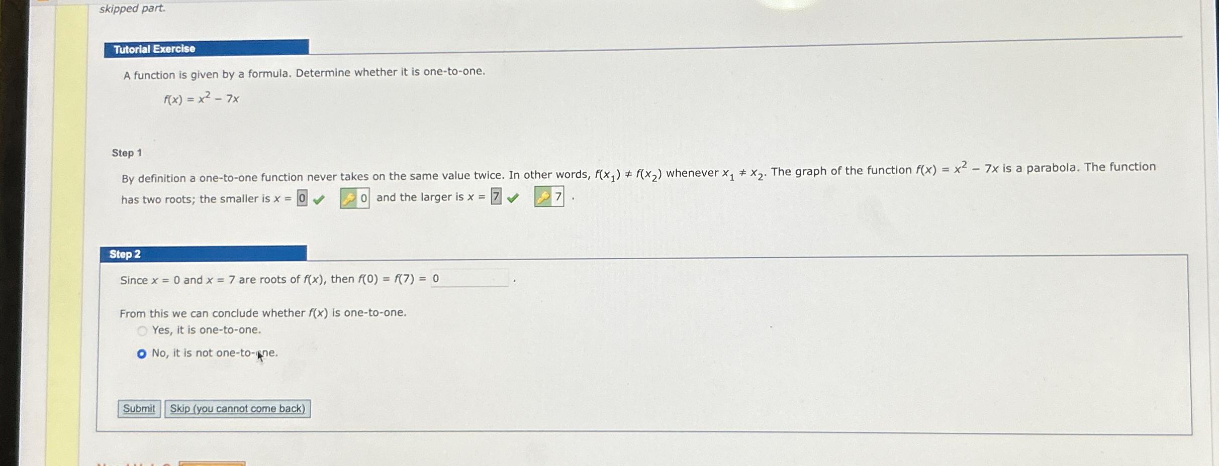 Solved skipped part.Tutorial ExerciseA function is given by | Chegg.com