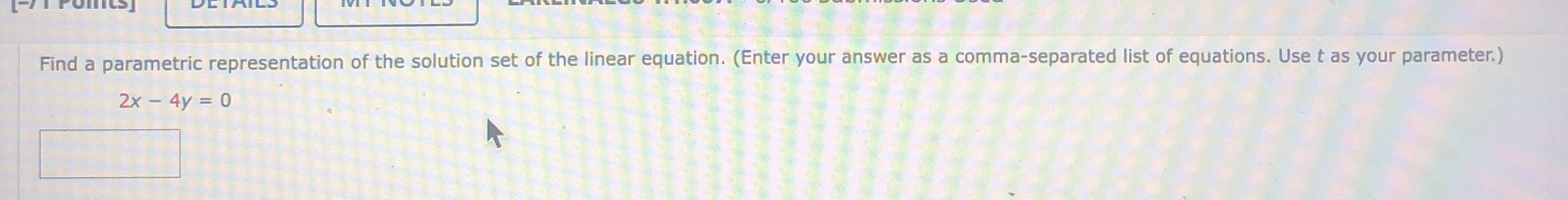 Solved Find a parametric representation of the solution set | Chegg.com