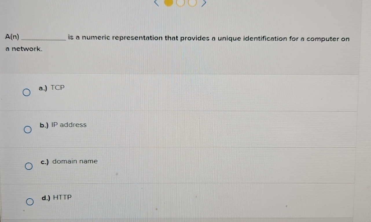 Solved A(n)is a numeric representation that provides a | Chegg.com