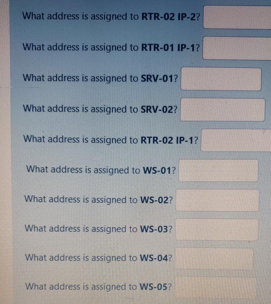 Solved SRV-01 SRV-02 Network A RTR-01 IP-1 RTR-01 iP-2 | Chegg.com