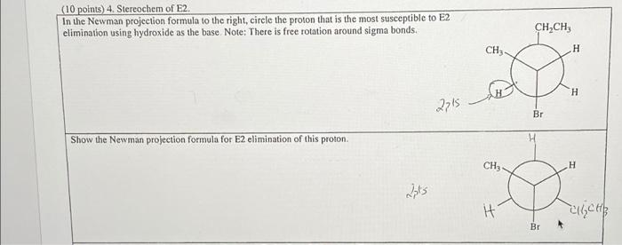 Solved (10 points) 4. Stereochem of E2. In the Newman | Chegg.com