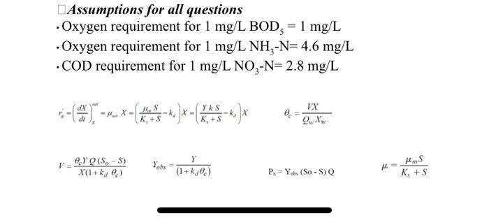 Solved Calculate theoretical oxygen requirement (kg/day) of | Chegg.com