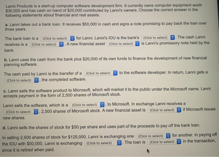 Lanni Products is a start-up computer software | Chegg.com