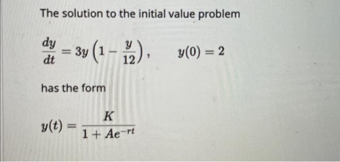 Solved The solution to the initial value problem dy dt 3y | Chegg.com