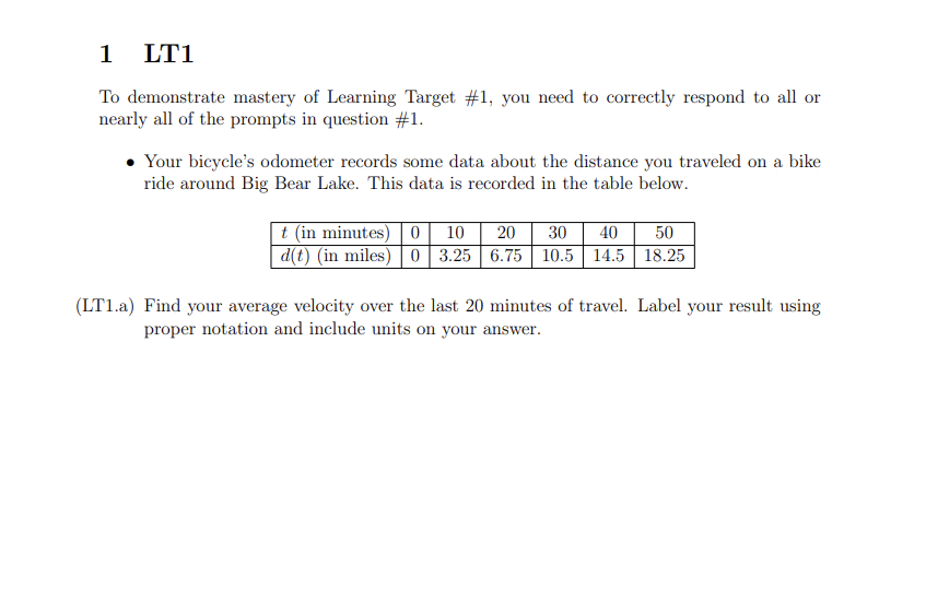 Solved 1 ﻿LT1To demonstrate mastery of Learning Target #1, | Chegg.com
