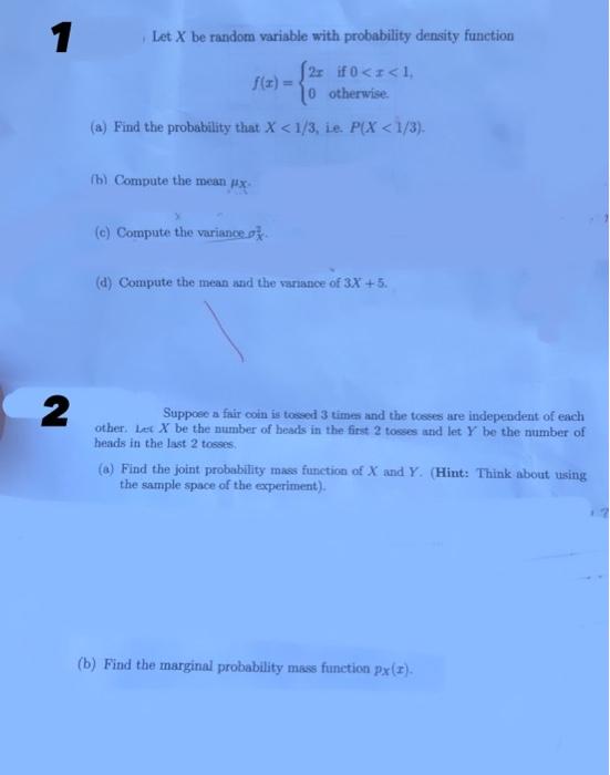 Solved Let X be random variable with probability density | Chegg.com